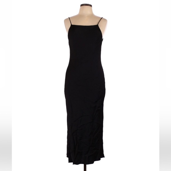 Zara | Dresses | Zara Midaxi Calf Length Dress Sz L 0 Viscose Satin ...